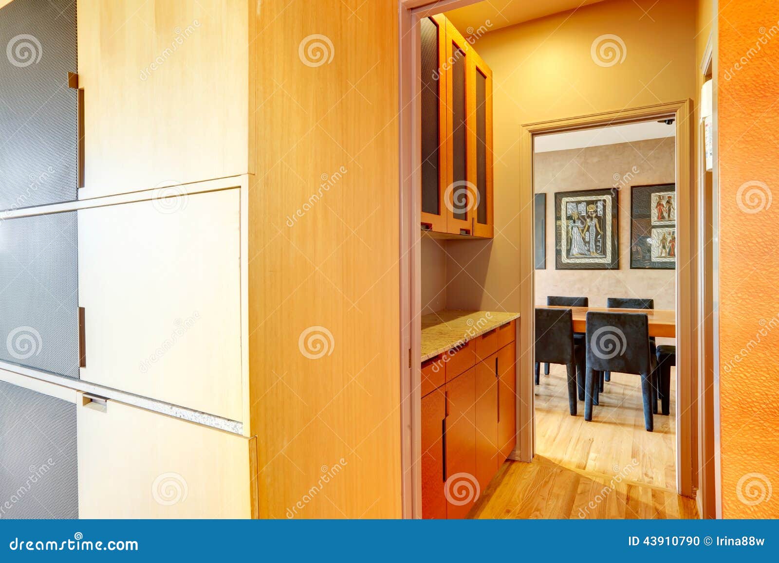 Hallway Connecting Kitchen and Dining Room Stock Photo - Image of style ...