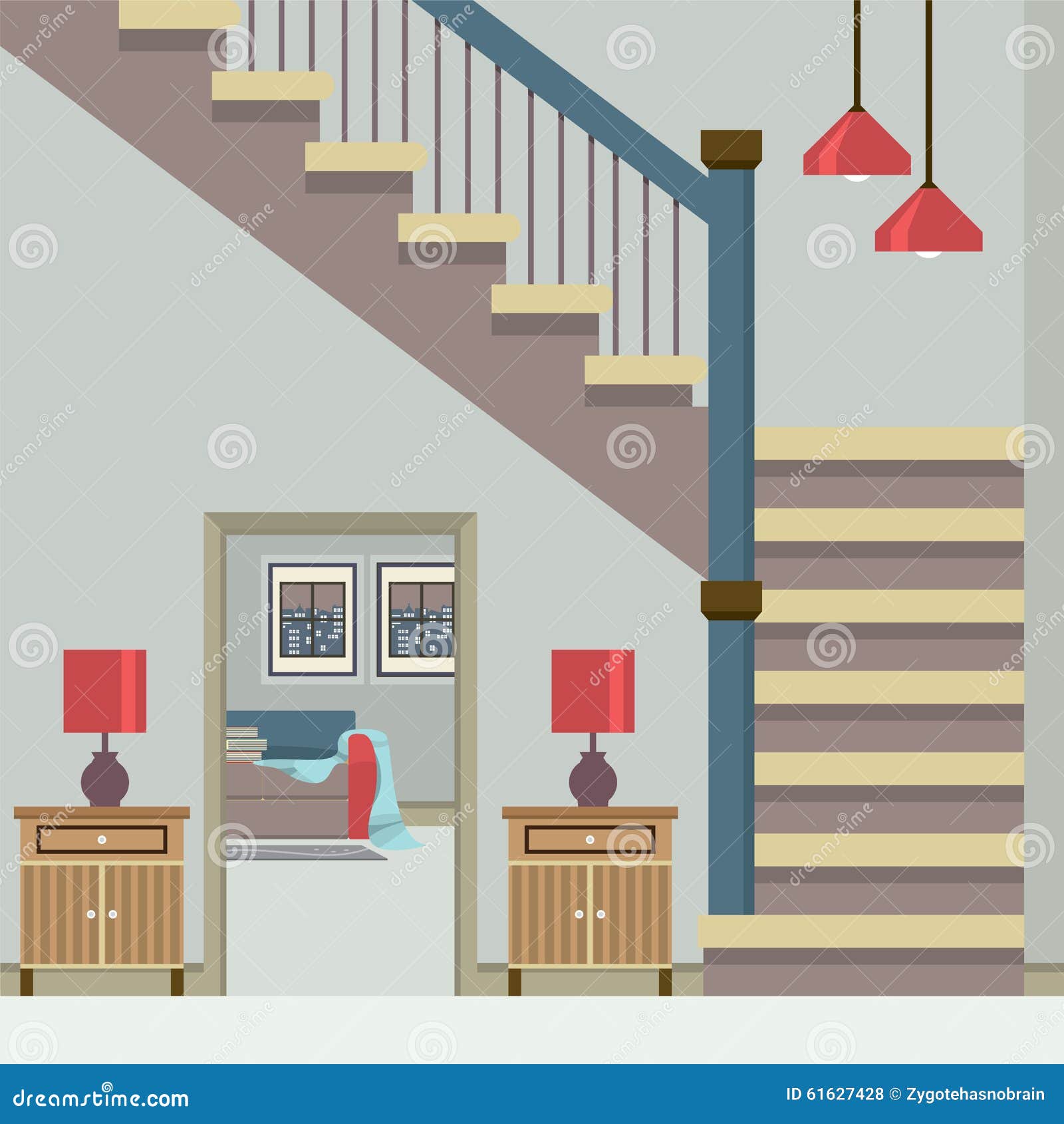 Hallway Decoration. stock vector. Illustration of furniture - 61627428