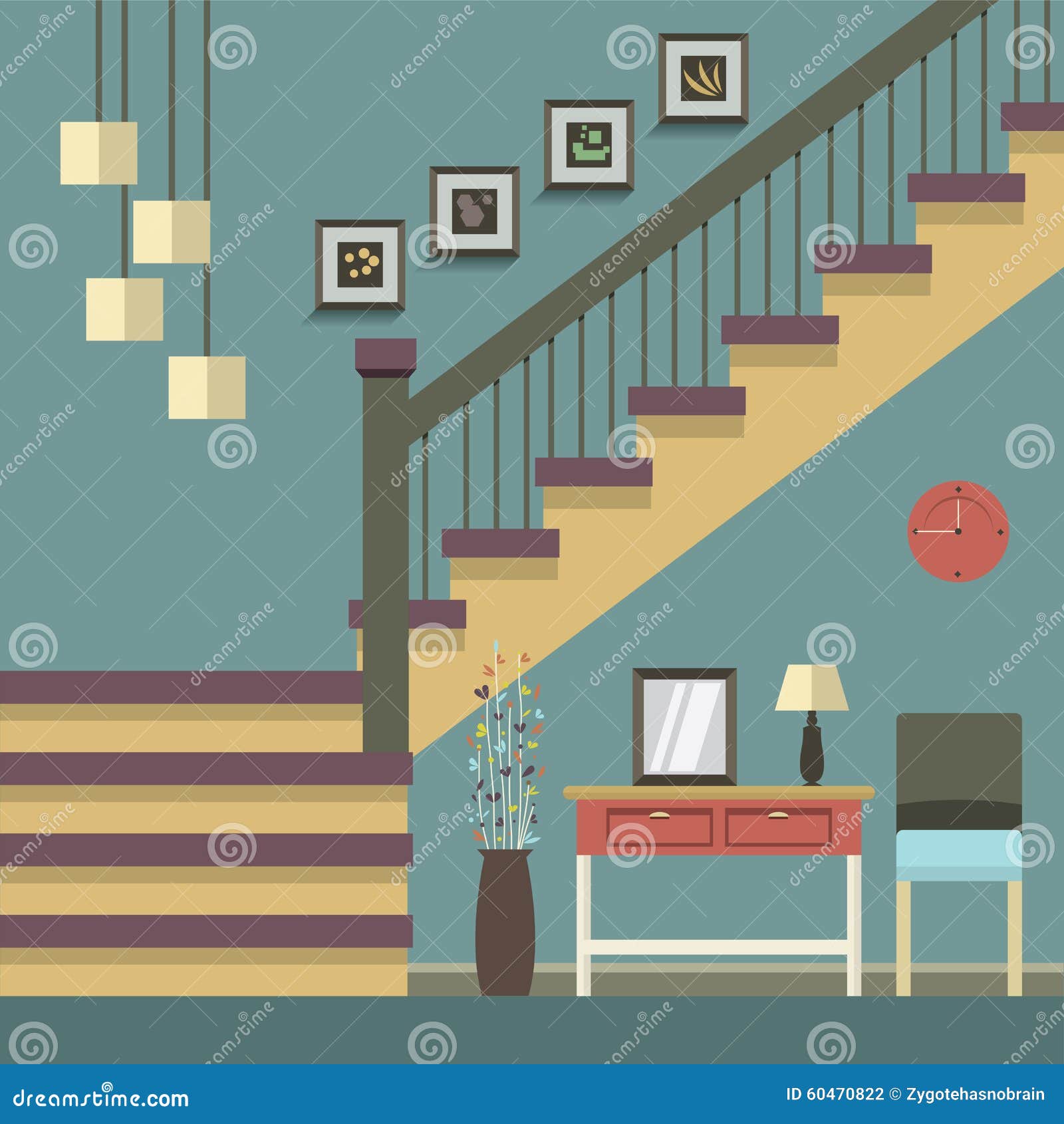 Hallway Decoration. stock vector. Illustration of hallway - 60470822