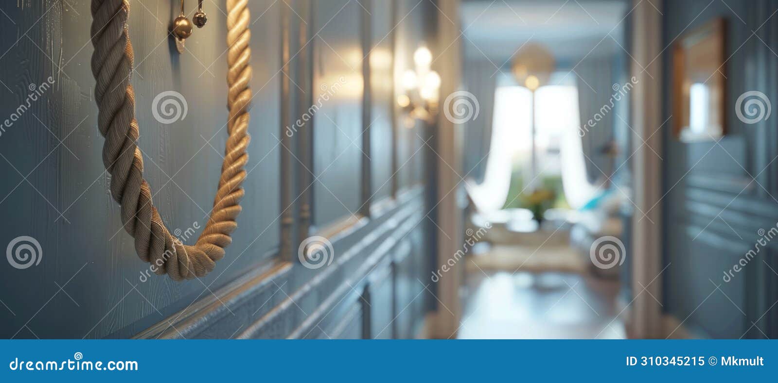 Hallway with Decorative Rope Stock Illustration - Illustration of tied ...