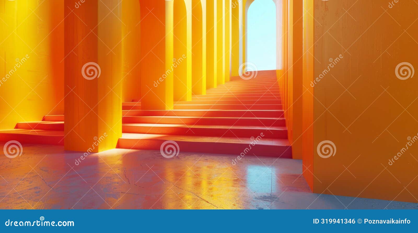 A Hallway Featuring Doric Columns And A Rug On The Floor, Capture The ...