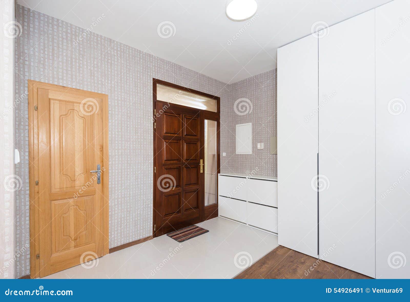 Hallway and front door stock image. Image of brown, apartment - 54926491