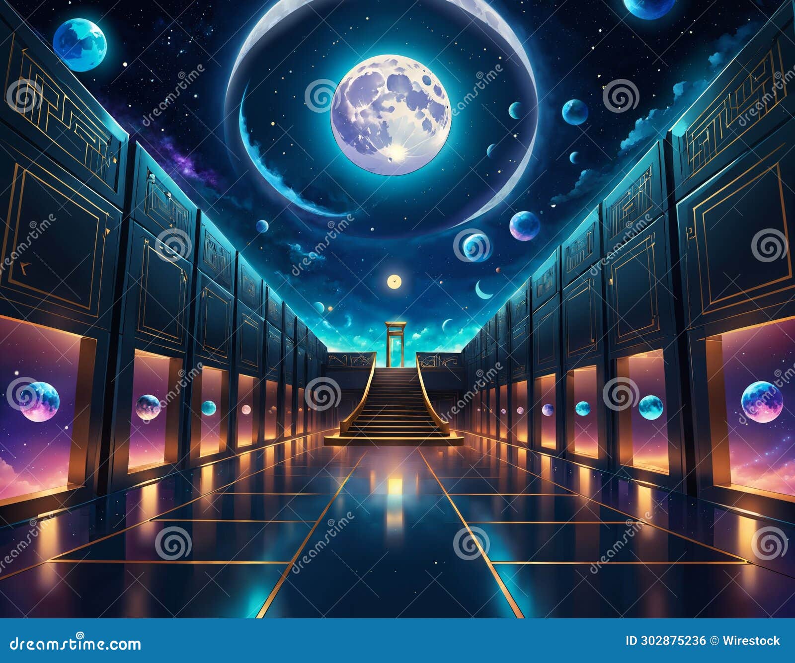 A Hallway with a Giant Moon, and Some Small Planets in the Background ...