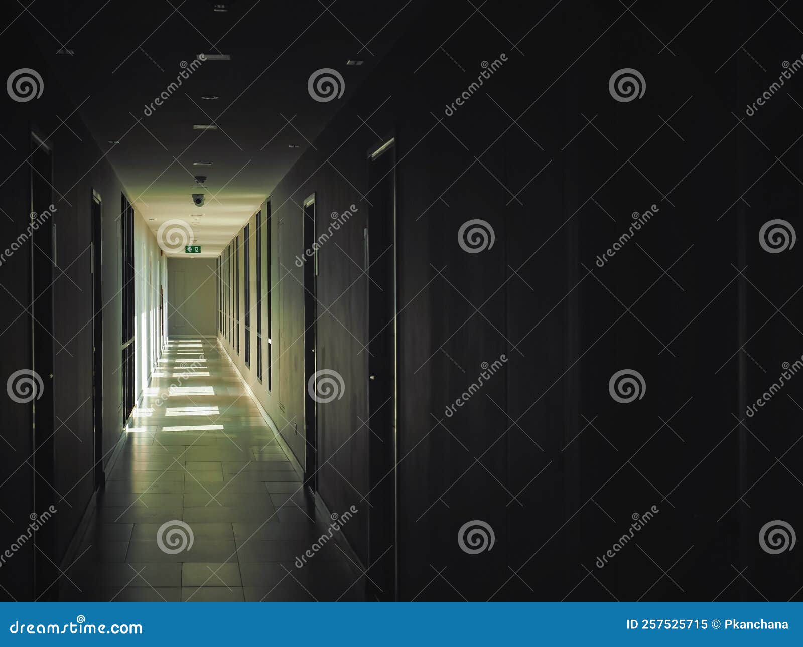 Hallway with Glass Windows in Condominium Stock Image - Image of ...