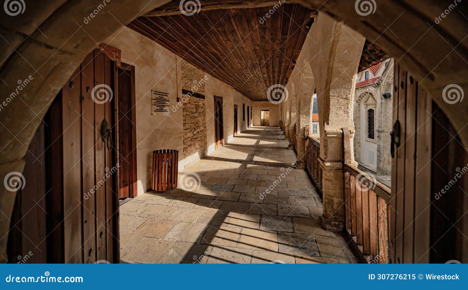 The View of a Hallway in a Medieval - Era Building Stock Image - Image ...