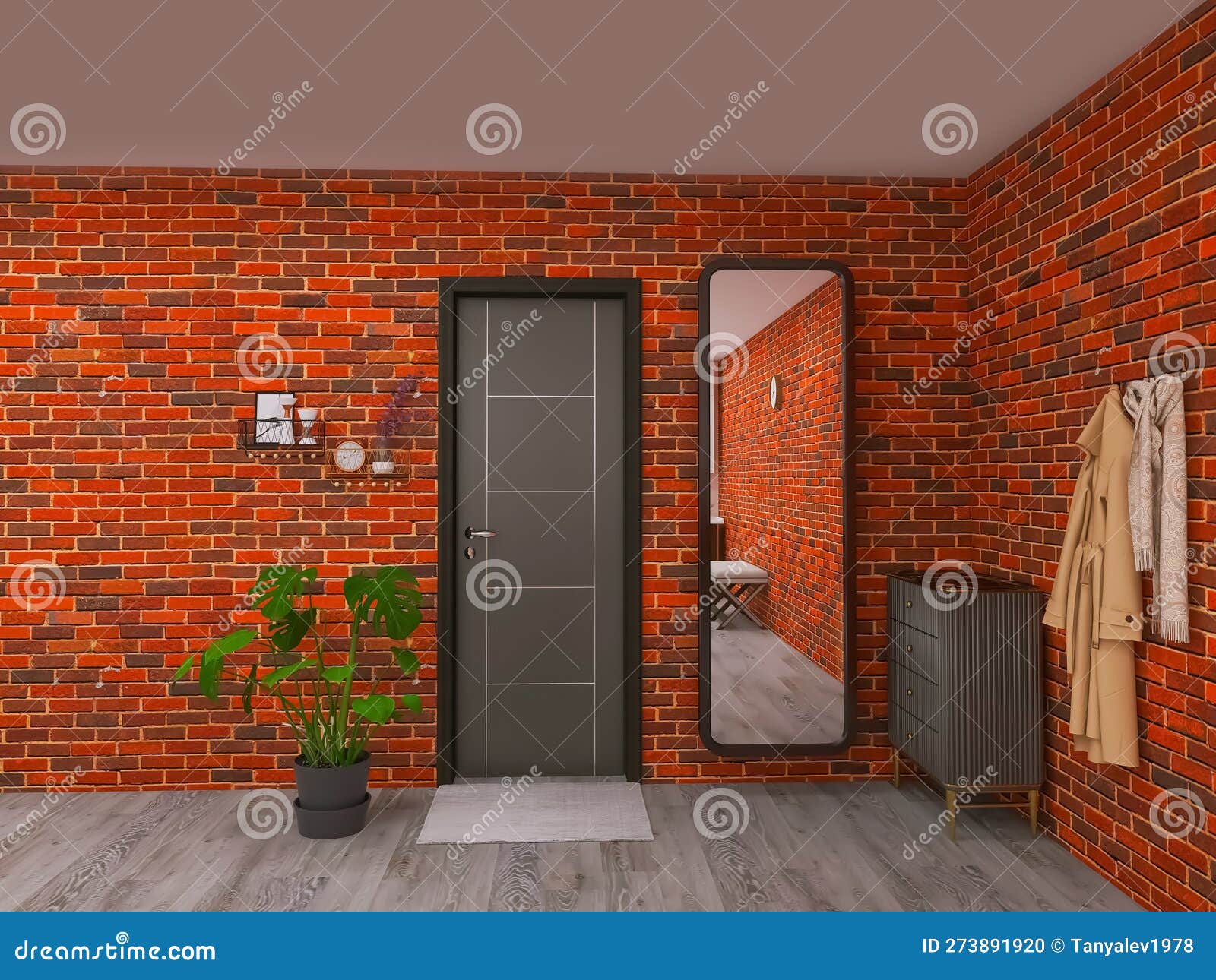 Hallway Interior 3d Render, Building Illustration Modern Template ...