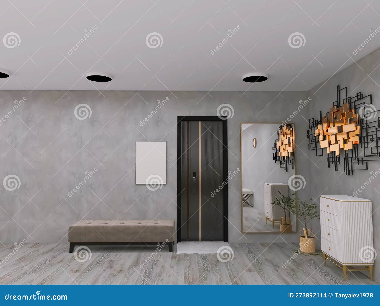 Hallway Interior 3d Render, Building Illustration Modern Template ...
