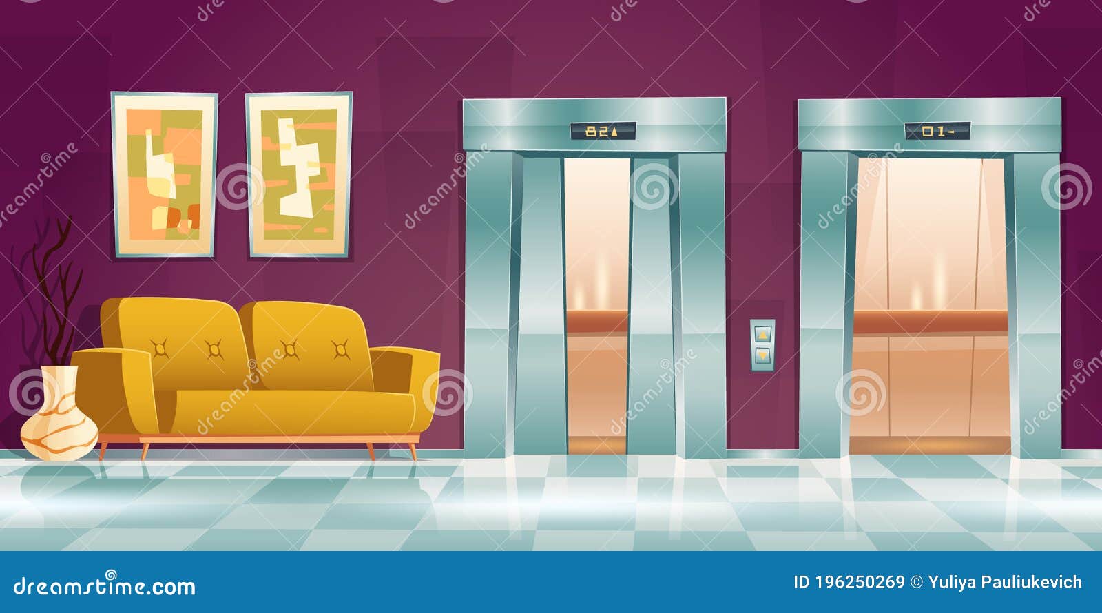 Lift Doors, Close And Open Empty Elevator Cabin Cartoon Vector ...