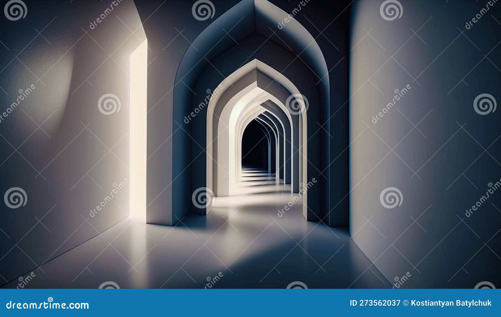 Hallway with Light at the End of it. Generative AI Stock Illustration ...