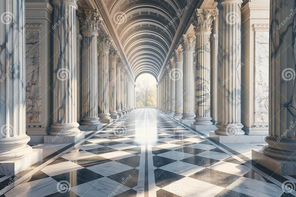 A Hallway Lined with Sturdy Columns and Pillars, Experiment with ...
