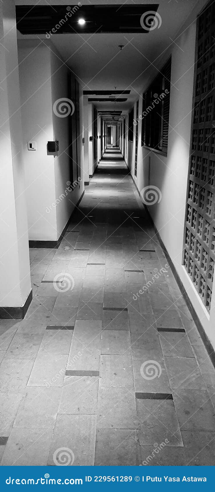 Hallway Long path stock image. Image of monochrome, symmetry - 229561289