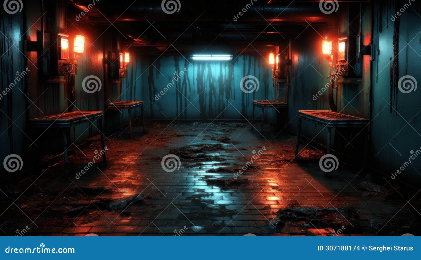 A Hallway with a Lot of Blood on the Floor and Walls, AI Stock Photo ...