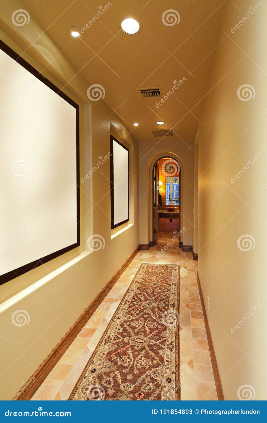 Hallway in luxurious house stock image. Image of architectural - 191854893