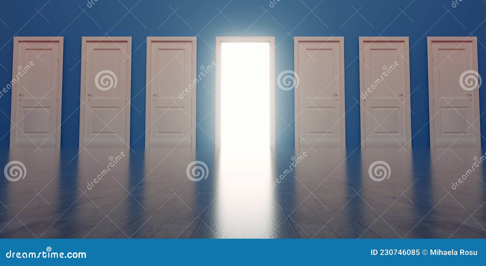 Hallway with Many Doors on the Walls Stock Illustration - Illustration ...
