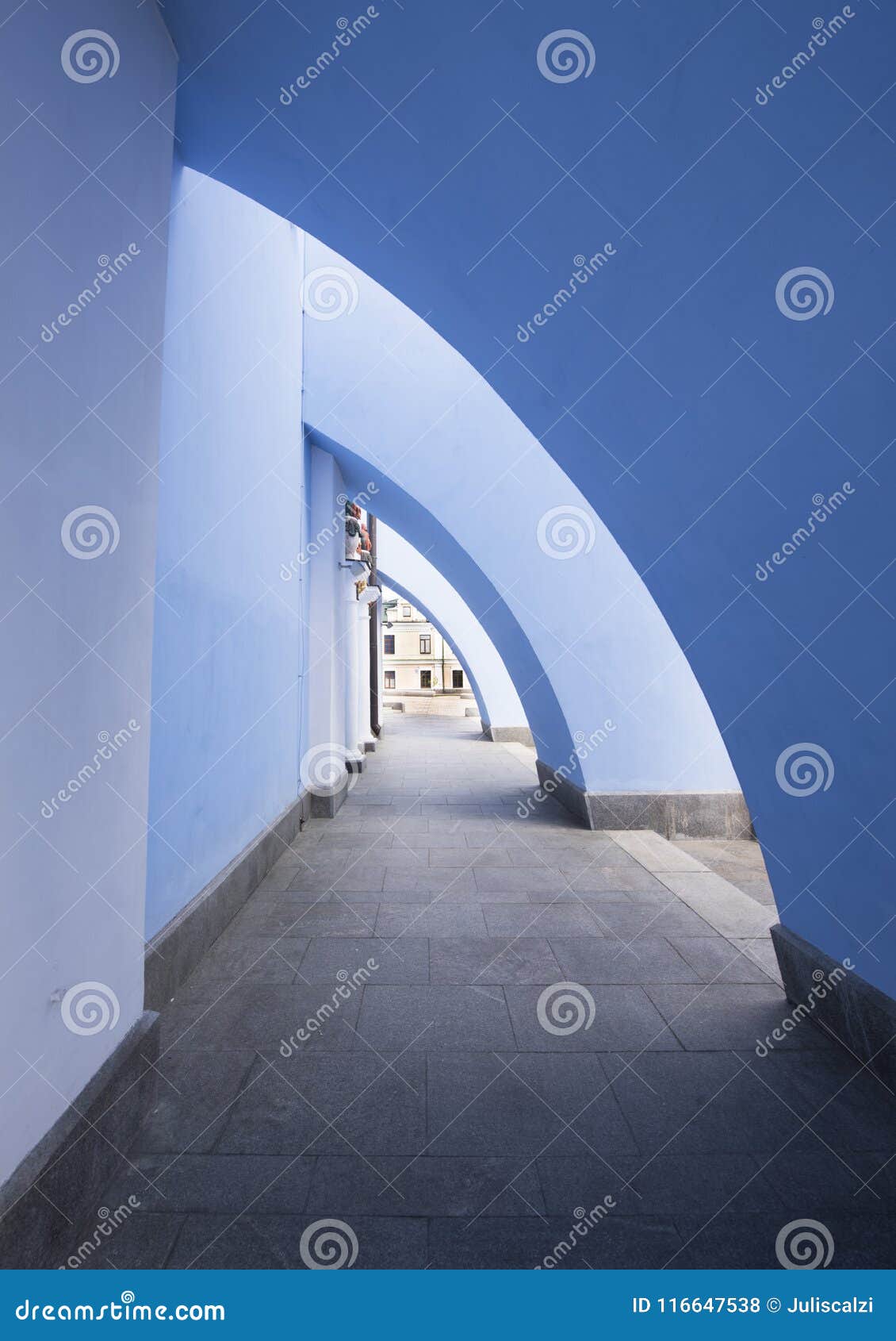 Blue Arch Hallway stock photo. Image of colorful, blue - 116647538