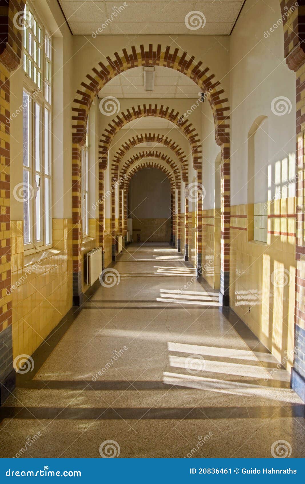 Hallway of an old school stock image. Image of marble - 20836461