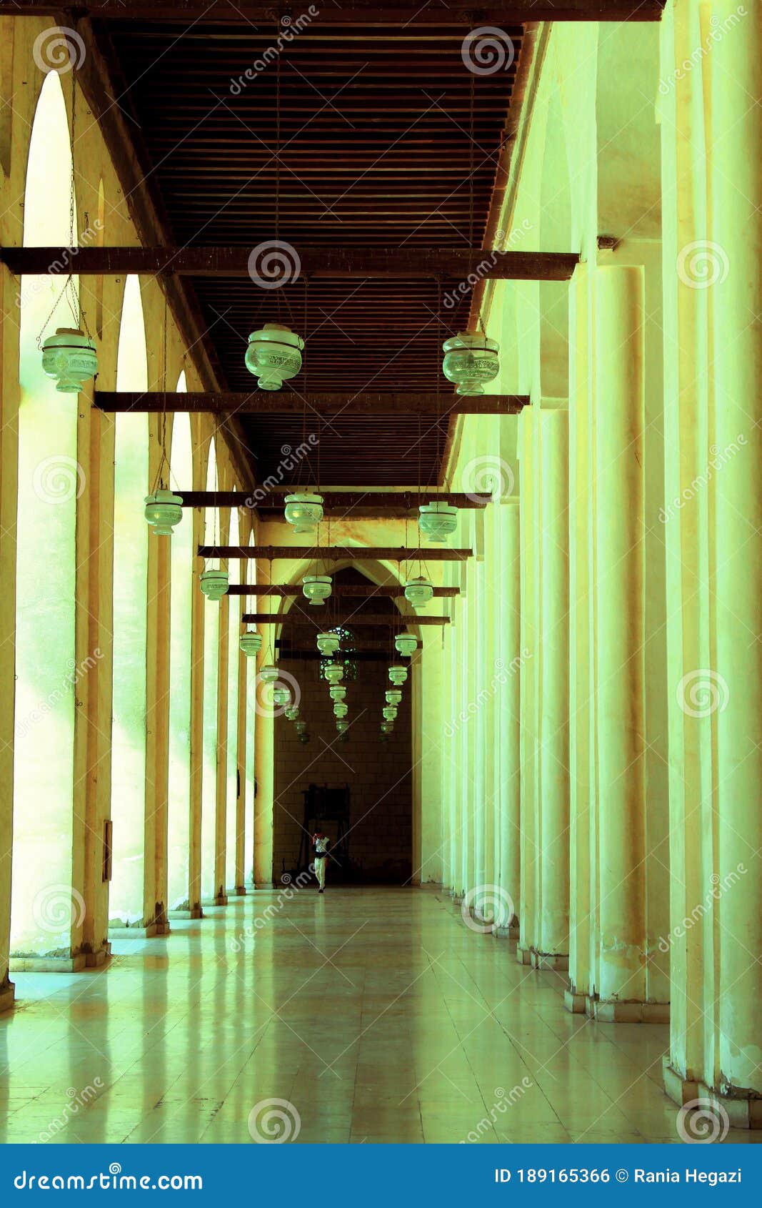 The Hallway with Pillars Along Side in El Hakim Bi Amr Allah Mosque in ...