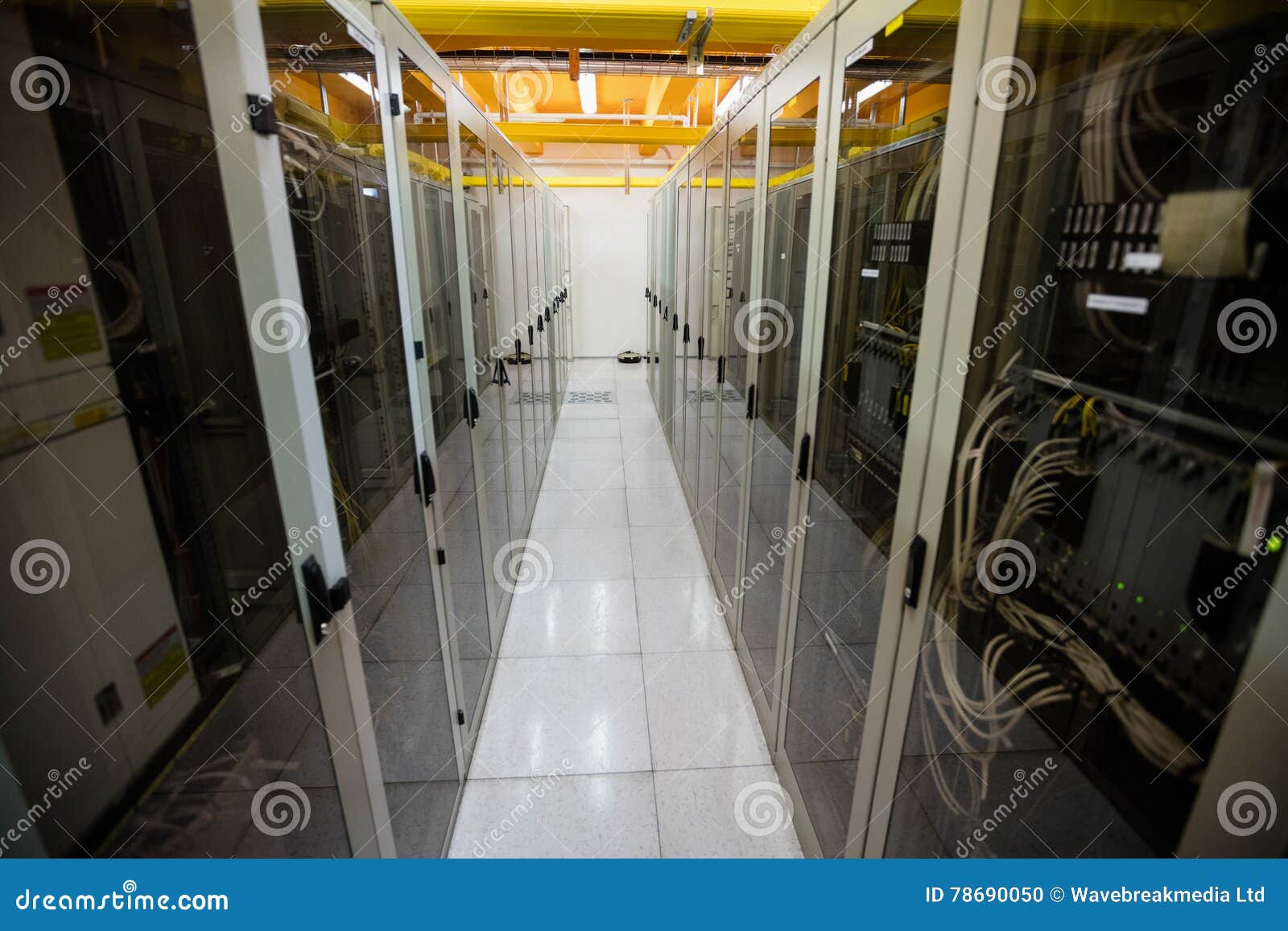 Hallway with a Row of Servers Stock Photo - Image of connection ...