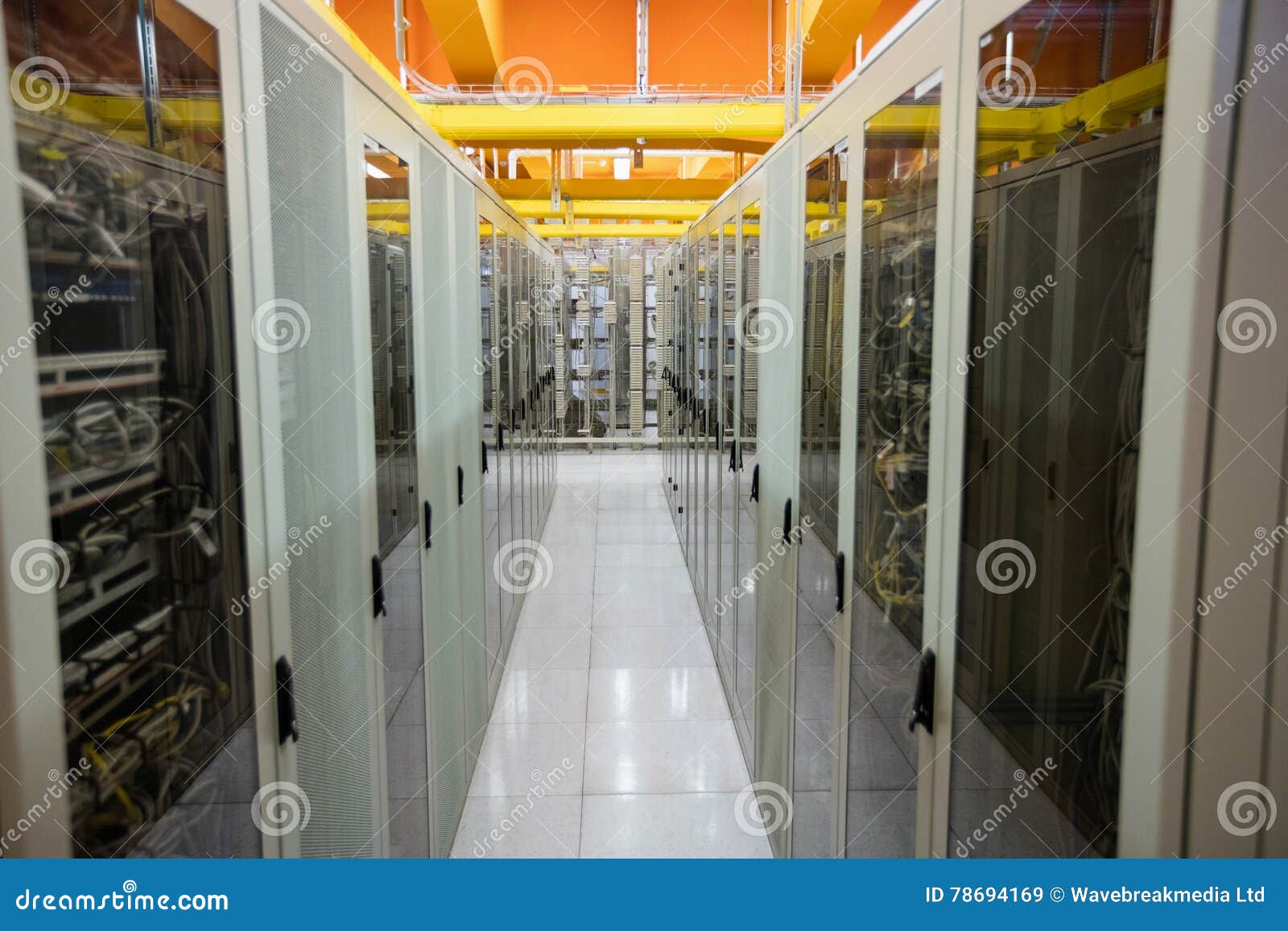 Hallway with a Row of Servers Stock Image - Image of hallway, checking ...