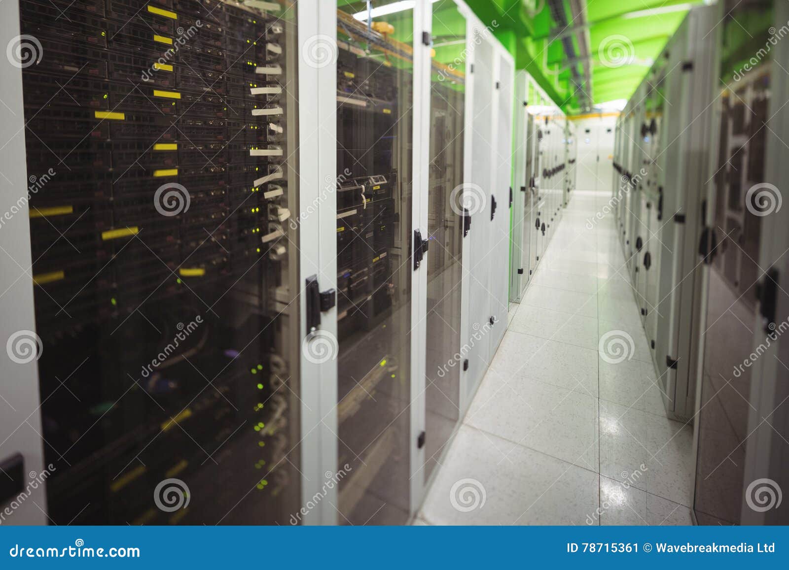 Hallway with a Row of Servers Stock Image - Image of connection ...