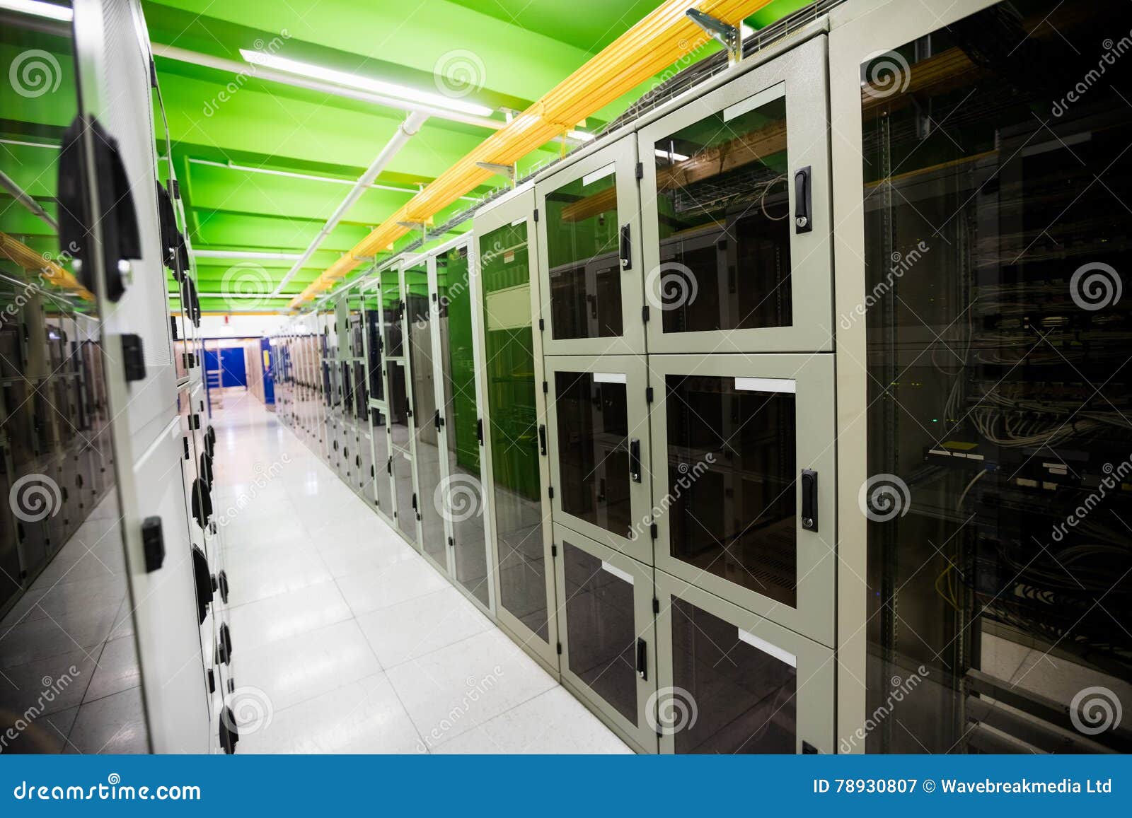 Hallway with a Row of Servers Stock Image - Image of data, mounted ...