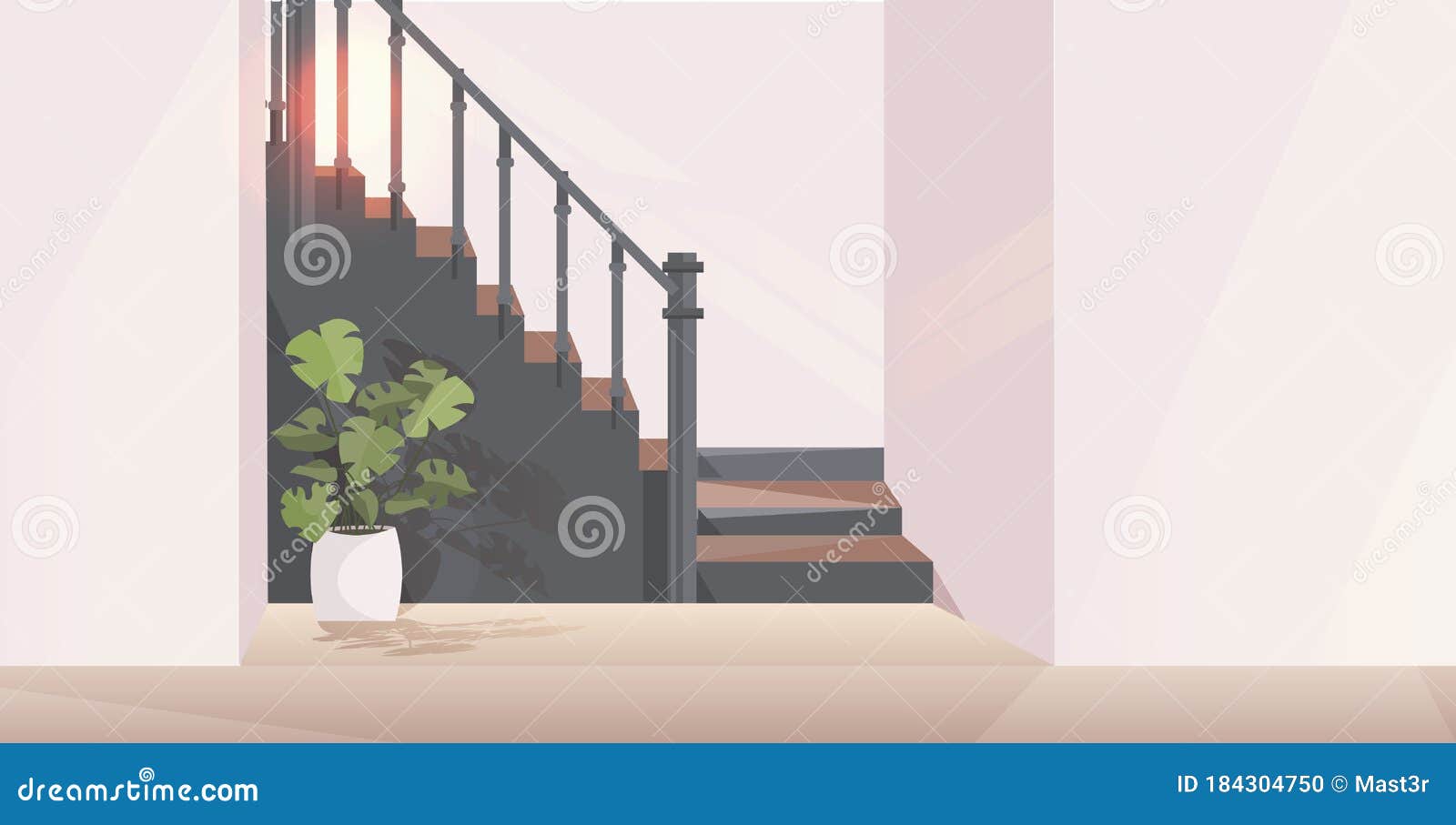 Hallway with Staircase Modern Apartment House Interior Horizontal Stock ...