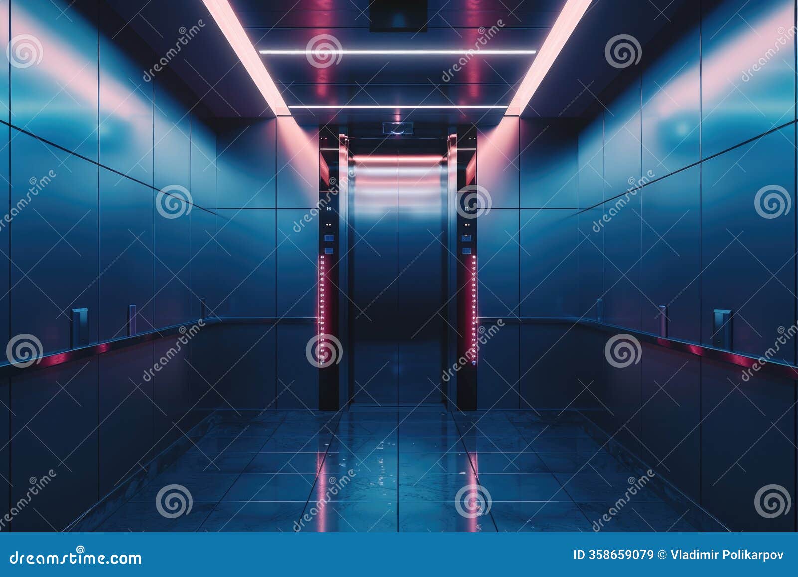 Hallway with Two Elevators, Suitable for Architecture or Office ...