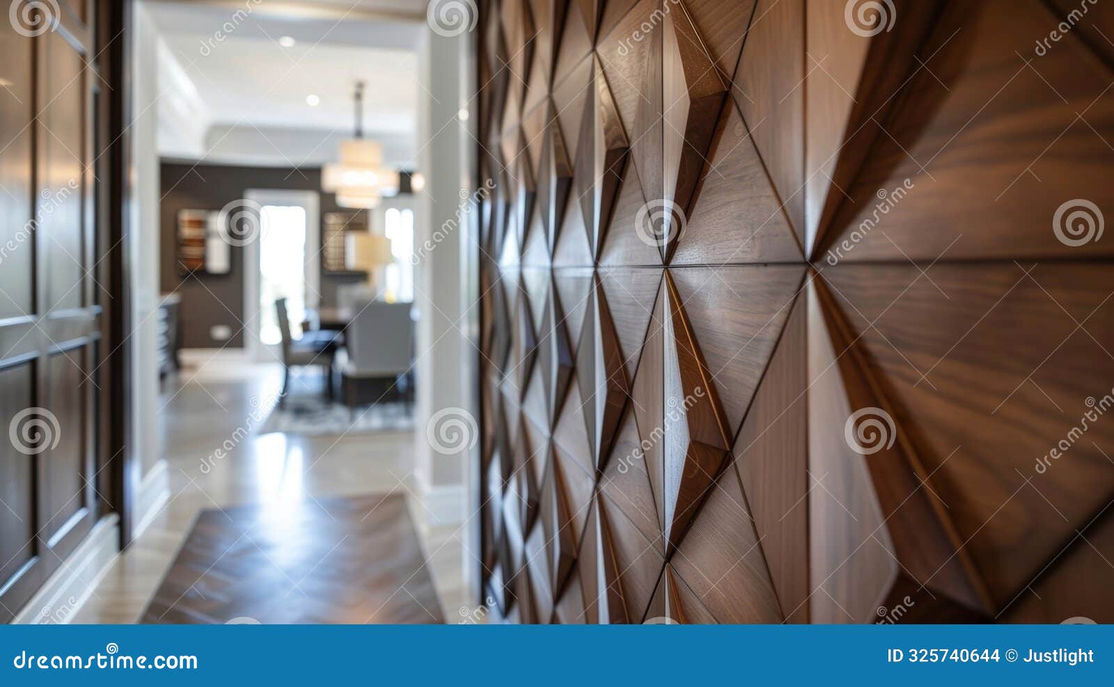 A Hallway With A Unique Diamondshaped Wood Grain Feature Wall Making A ...