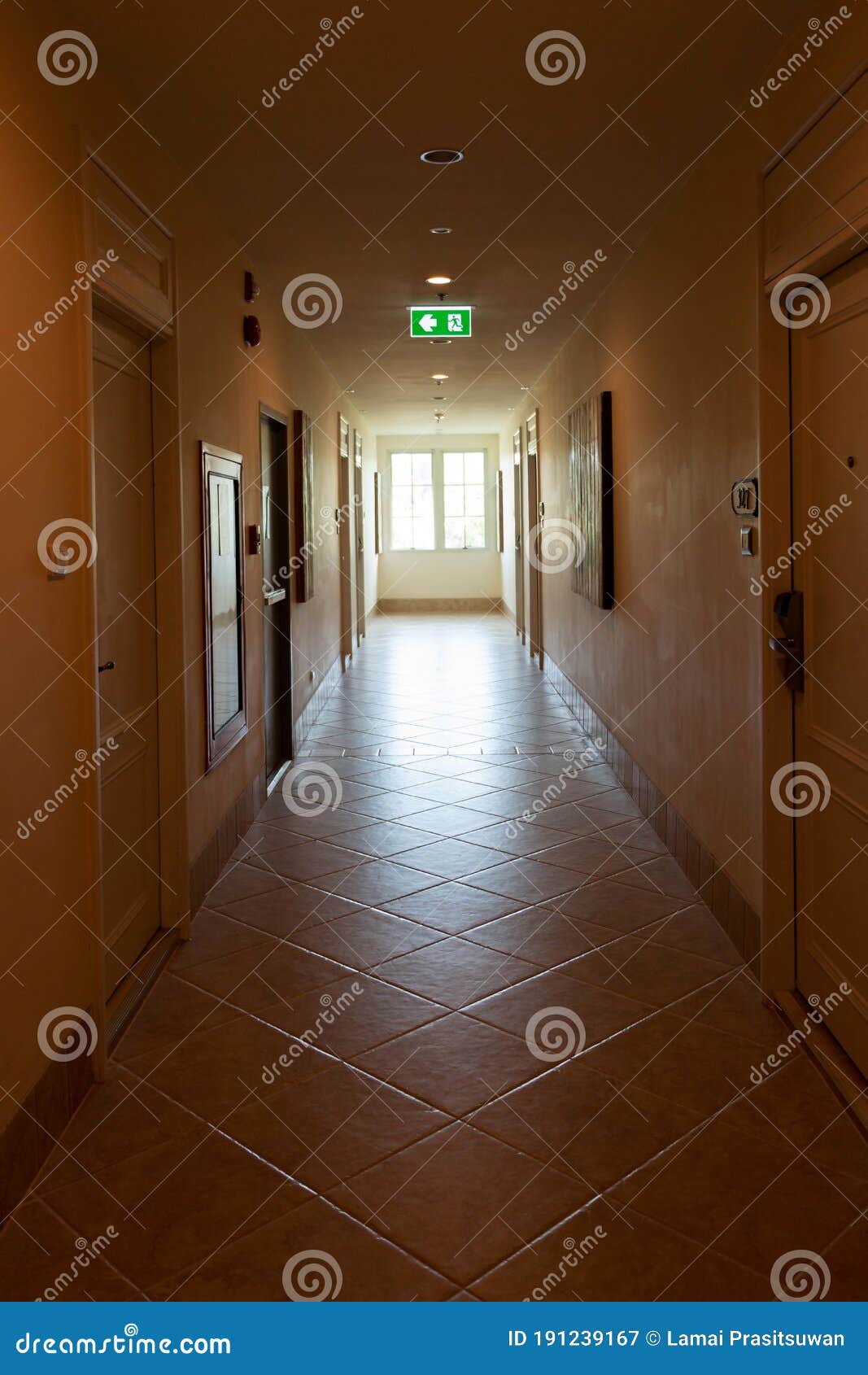 Hallway in Vintage Hotel in Day Time Stock Image - Image of building ...