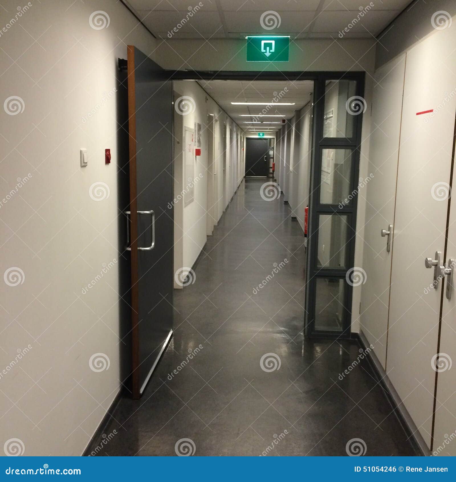 Hallway stock photo. Image of doors, offices, exit, hallway - 51054246