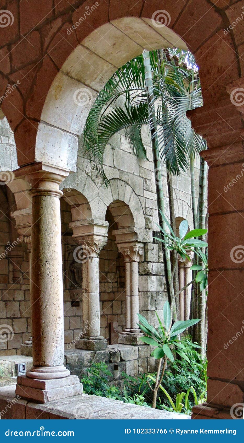 Ancient Spanish Monastery in Miami Stock Photo - Image of green ...