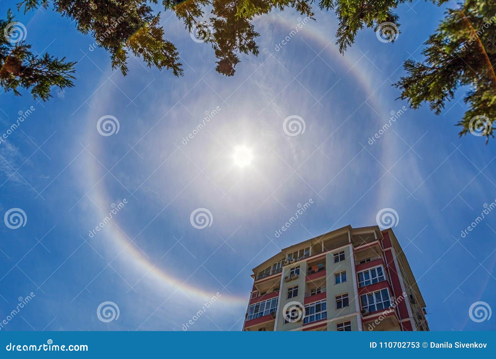 A Solar Halo in the Sky Above the City of Sochi. Stock Image - Image of ...
