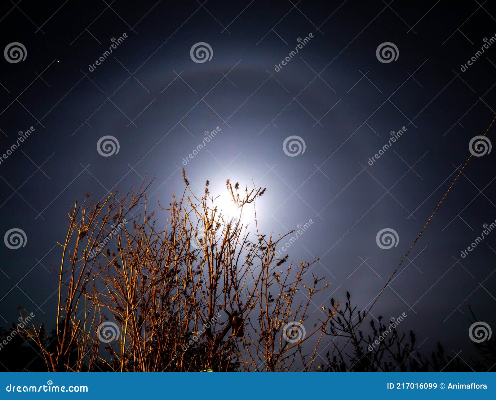 Halo Ring of Light Around the Moon Stock Image - Image of afterglow ...