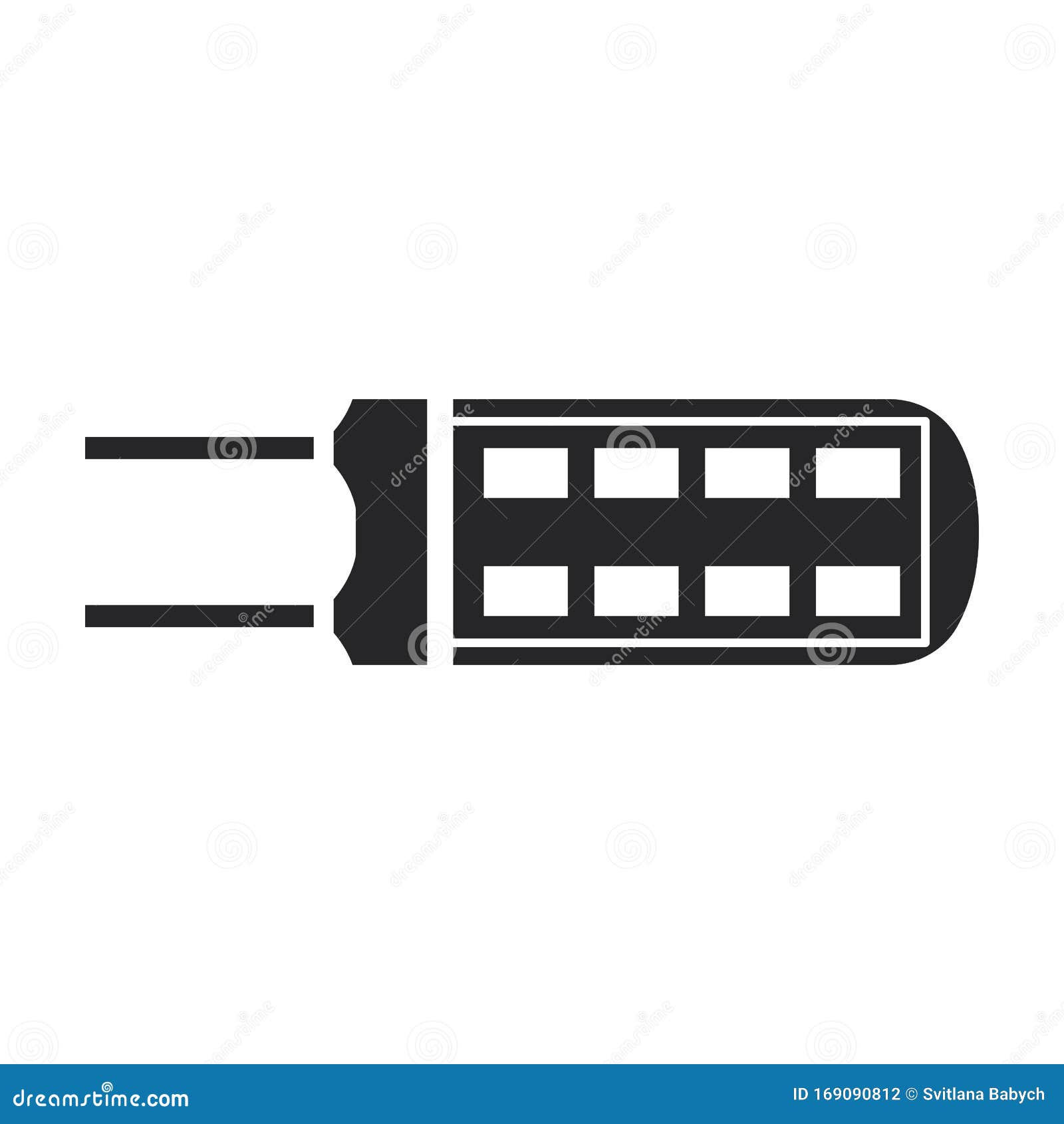 Halogen Bulb Vector Icon. Black Vector Icon Isolated on White ...