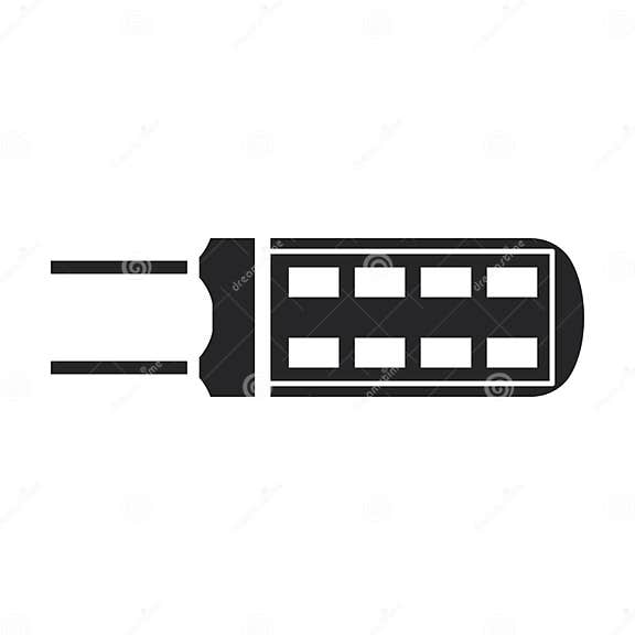 Halogen Bulb Vector Icon. Black Vector Icon Isolated on White ...