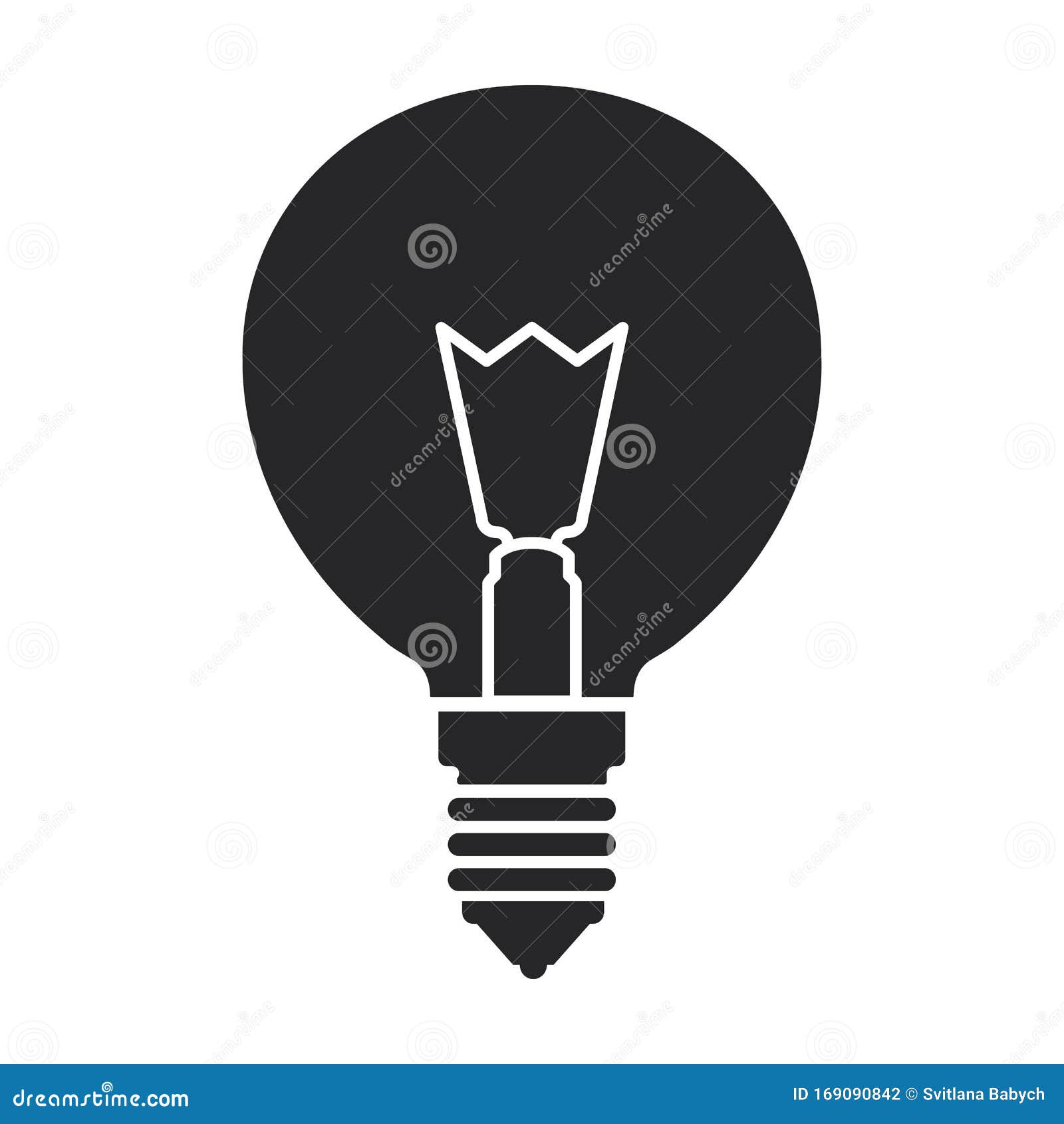 Halogen Bulb Vector Icon. Black Vector Icon Isolated on White ...