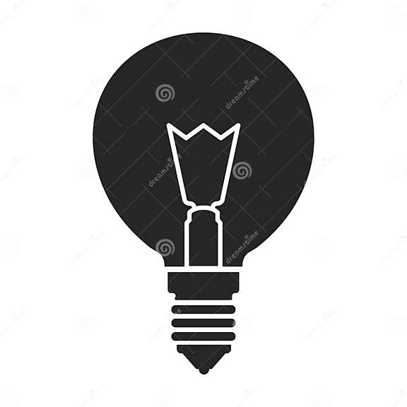 Halogen Bulb Vector Icon. Black Vector Icon Isolated on White ...