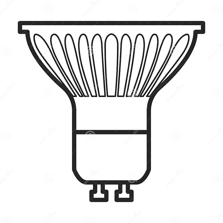 Halogen Bulb Vector Icon. Line Vector Icon Isolated on White Background ...