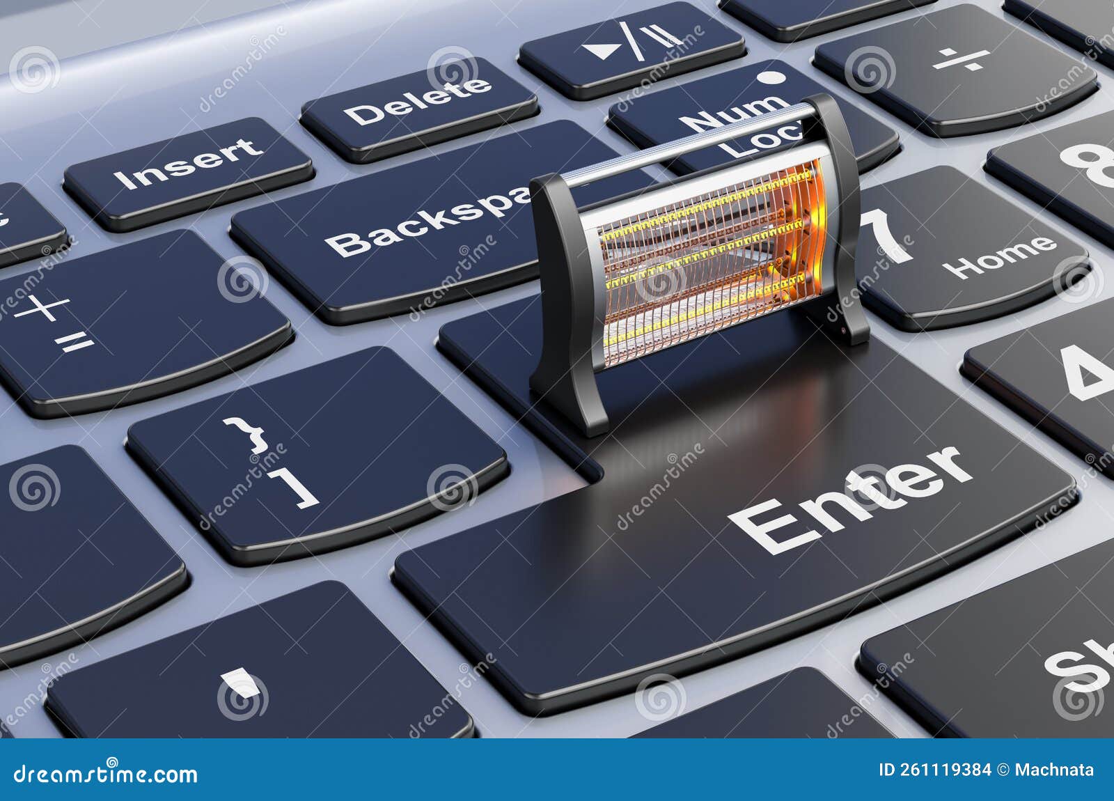 Halogen or Infrared Heater on Computer Keyboard, 3D Rendering Stock ...