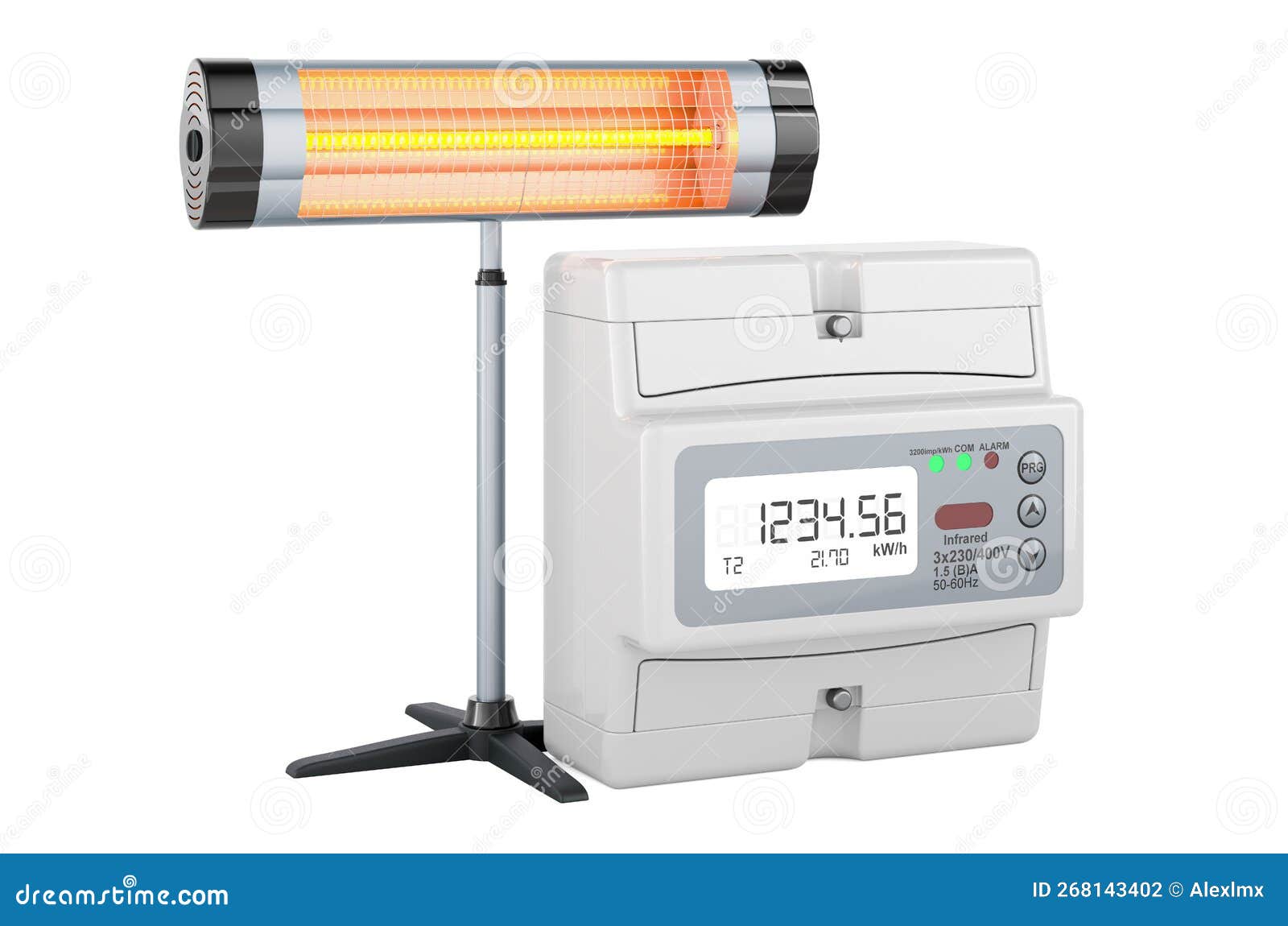 Halogen or Infrared Heater with Electric Meter. Energy Consumption ...