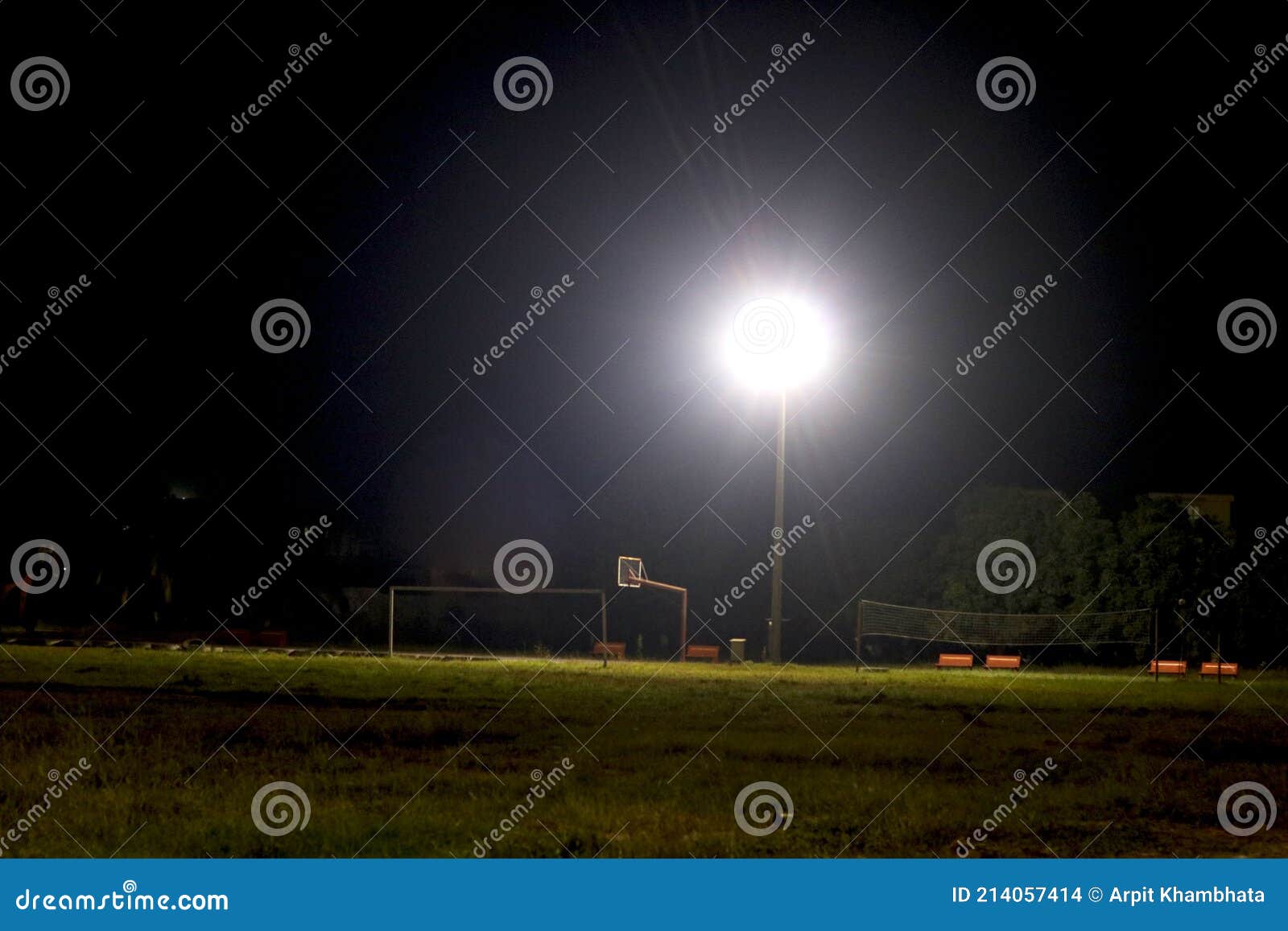 Halogen Lamp Glowing on Pole Stock Photo - Image of illumination, tower ...