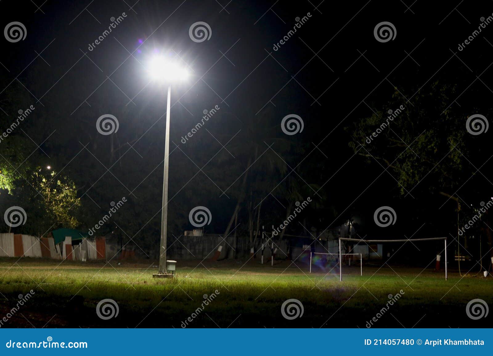 Halogen Lamp Glowing on Pole Stock Photo - Image of black, electric ...