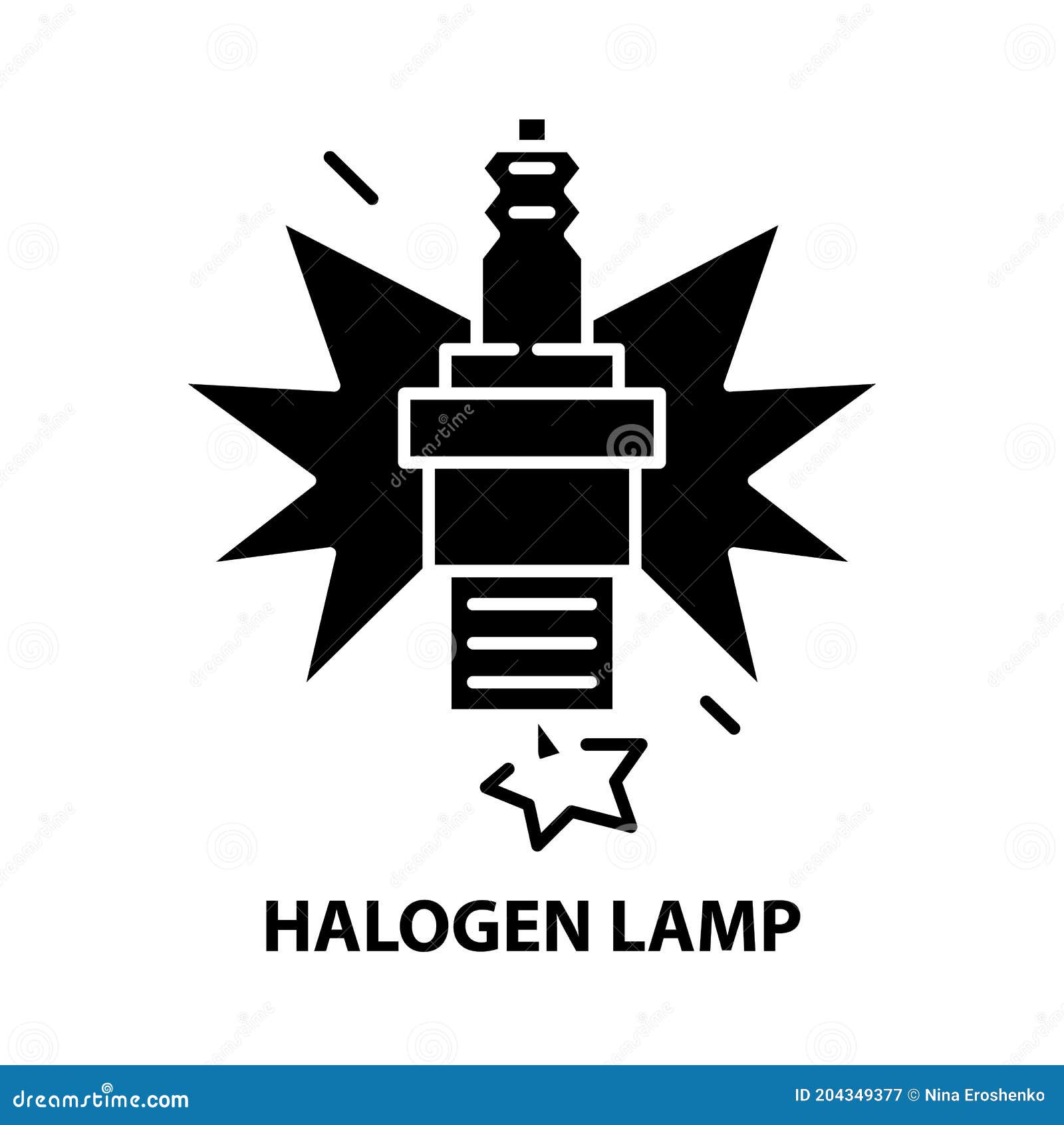 Halogen Lamp Icon, Black Vector Sign with Editable Strokes, Concept ...