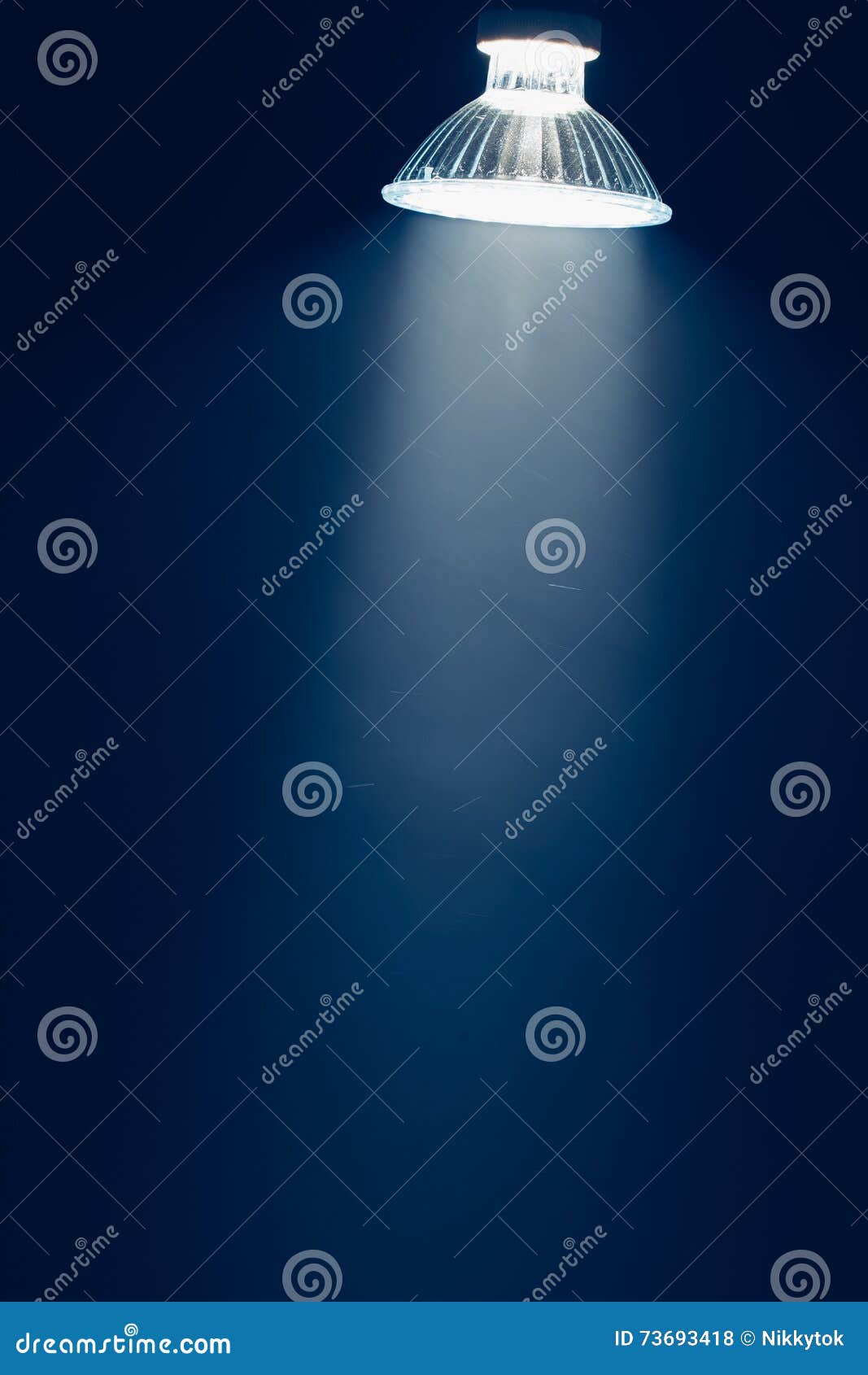 Halogen Lamp with Reflector, Blue Light in Haze Stock Photo - Image of ...
