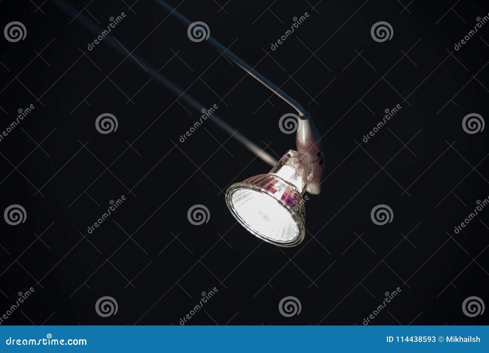 Luminous Spot Light in the Dark Stock Image - Image of electric, bright ...