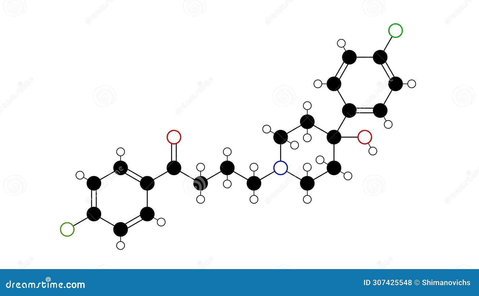 Haloperidol Molecule, Structural Chemical Formula, Ball-and-stick Model ...
