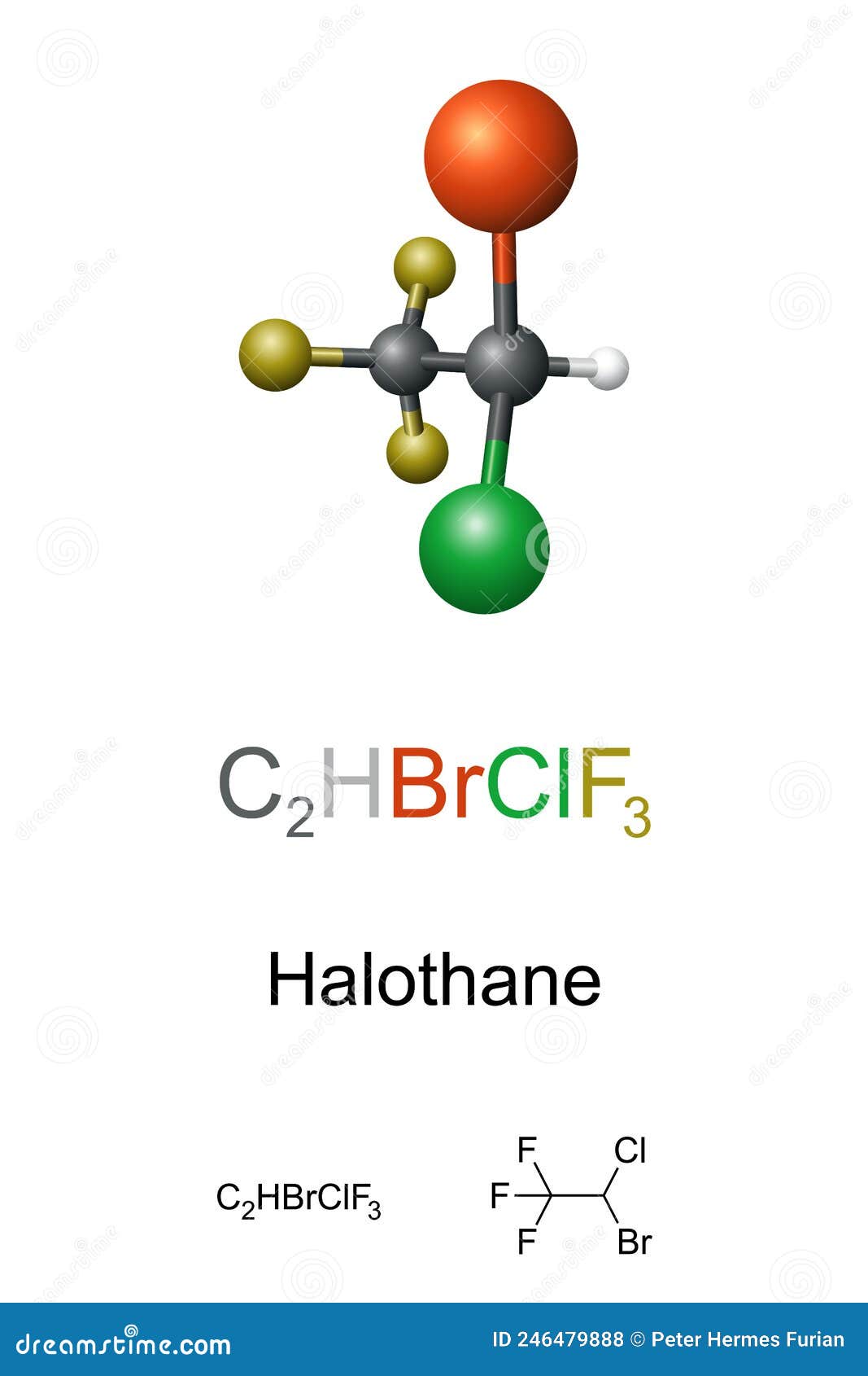 Halothane, Ball-and-stick Model, Molecular and Chemical Formula Stock ...