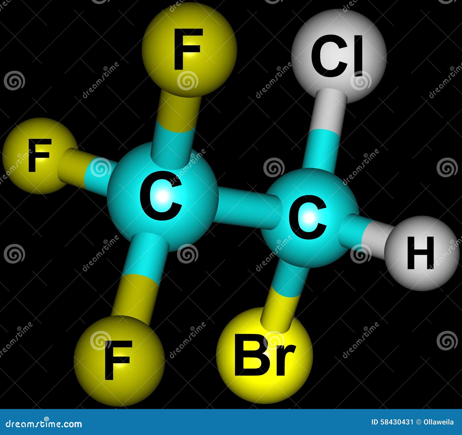 Halothane Molecular Structure Isolated on Black Stock Illustration ...