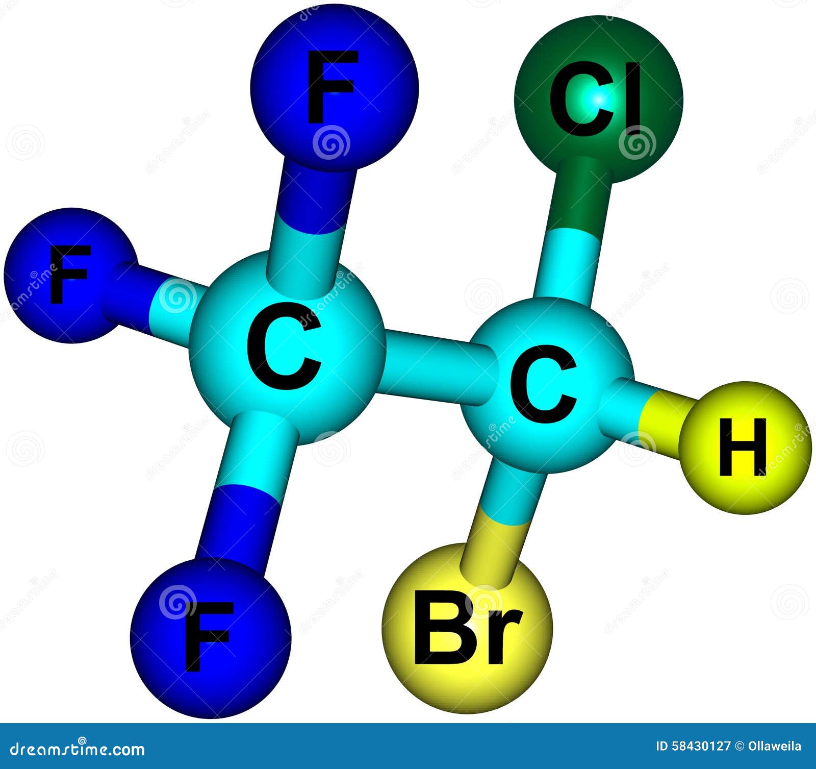Halothane Molecular Structure Isolated on White Stock Illustration ...