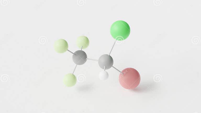 Halothane Molecule 3d, Molecular Structure, Ball and Stick Model ...